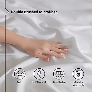 Nestl Double Brushed White Duvet Cover Queen Size 3 Piece Soft Queen Duvet Cover Set + Queen White Pillow Shams Set of 2