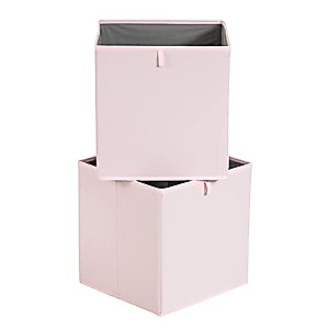 Amazon Basics Collapsible Fabric Storage Cube Organizer Bins - Pack of 6, Peony Pink, 10.5x10.5x11"