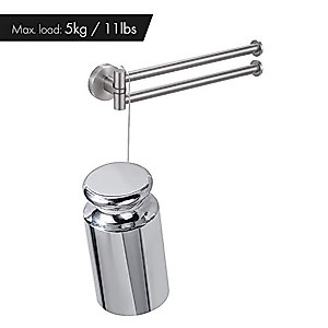 KES Kitchen Swivel Towel Bar 9-Inch Swing Out Towel Rack Double Towel Bar 2-Arm Wall Mounted SUS 304 Stainless Steel Brushed Finish, A2106S23-2
