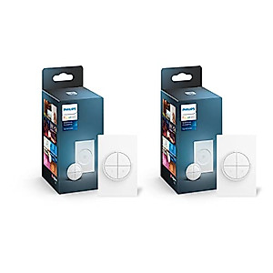 Philips Hue Wall Tap Dial Light Switch, Installation-Free, Smart Home, Exclusively for Philips Hue Smart Lights, White, 2-Pack