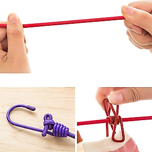 ALINNA Retractable Portable Clothesline, Travel Clothesline with 12 Clothespins for Indoor Laundry Drying, Outdoor Camping Accessories (Purple)