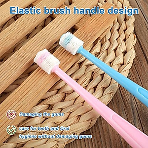 2 Pcs Small Dog Toothbrush Cat Tooth Brush 360 Degree Soft Silicone Pet Toothbrush Tiny Toothbrush Cat Dental Care Puppy Dogs Pet Tooth Cleaning Kit Deep Clean for Small Dog & Cat (Pink+Blue)