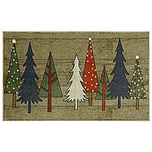 Mohawk Home Machine Washable Christmas Kitchen Mat, Wooden Holiday Trees Multi (2' 6" x 4' 2")