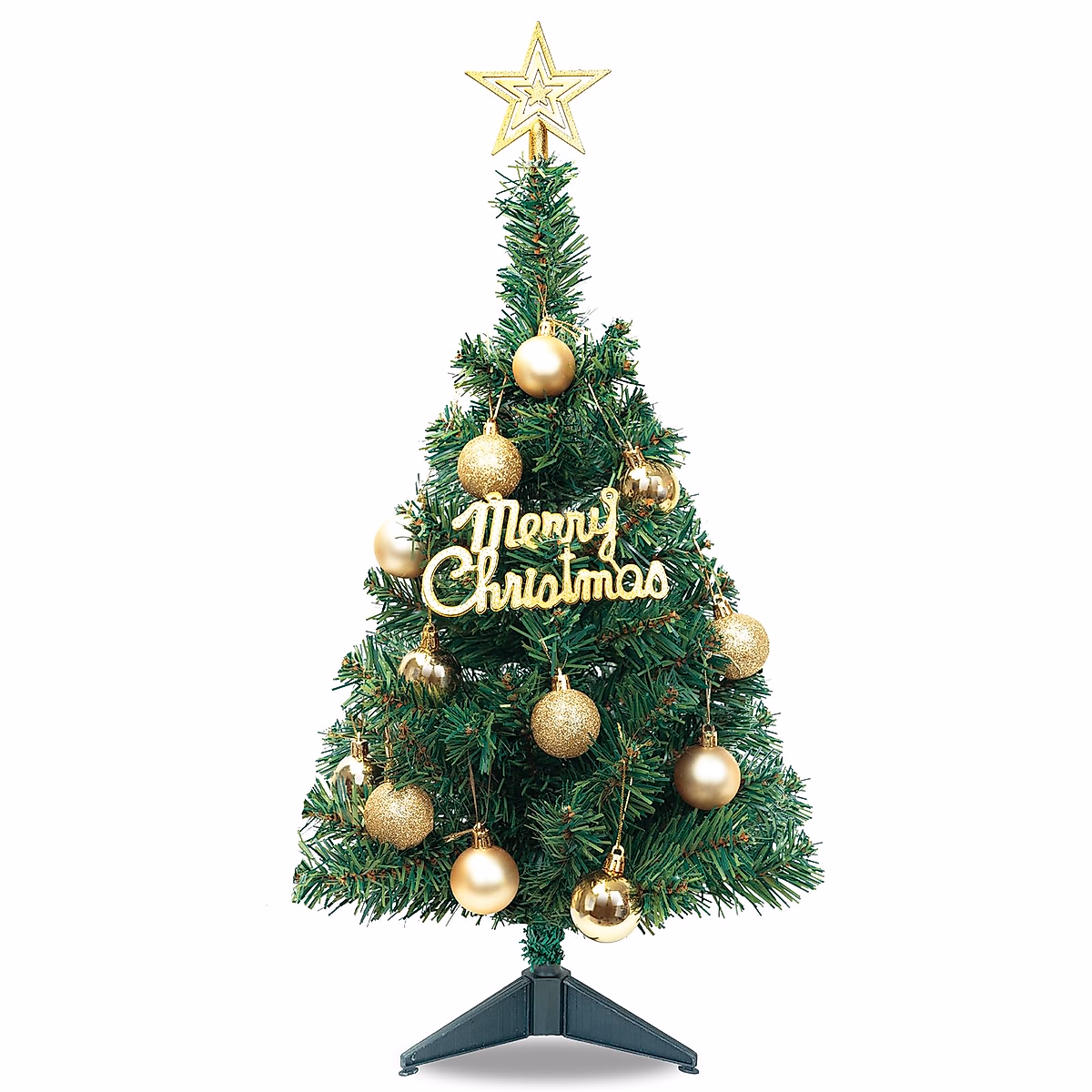 DUUDO Mini Christmas Tree,Small Christmas Tree with Star Hanging Ornaments Artificial Xmas Tree for Home,Office,Tabletop,Indoor Holiday Great DIY Christmas Decorations 25.6Inch