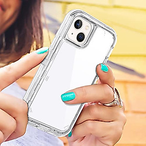 WOLLONY for iPhone 14 Plus Clear Case 3 in 1 Hybrid Heavy Duty Protection Shockproof Hard Bumper Anti-Drop Full Body Protective CoverTransparent Rubber Anti-Scratch Case for iPhone 14 Plus 6.7 inch