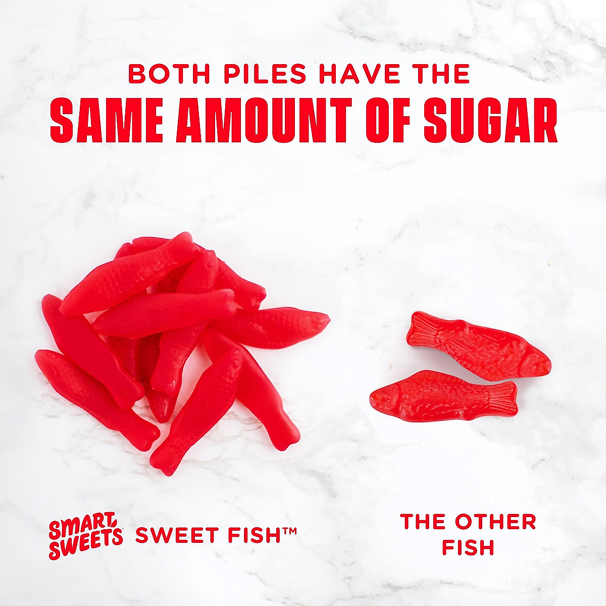 SmartSweets Sweet Fish, Low Sugar Gummy Candy (3g), Low Calorie (130), Gluten-Free -1.8oz (Pack of 12) Packaging may vary