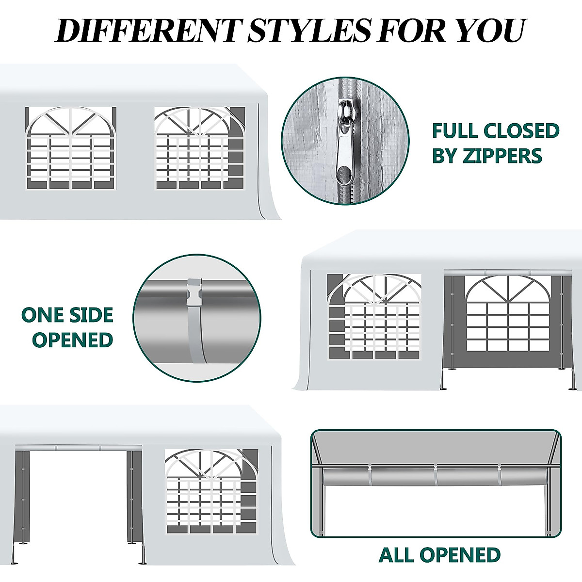 GARTOO 13' x 20' Canopy Party Tent & Carport - Heavy Duty Outdoor Wedding Gazebo with 4 Sand Bags, Event Shelter Canopy for Outdoor Event, Wedding, Birthday Party