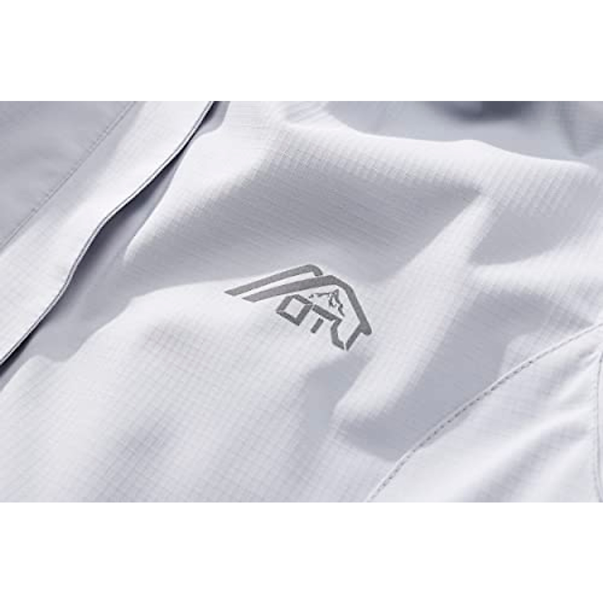 OTU Women's Waterproof Rain Jacket Lightweight Hooded Raincoat for Hiking Travel Outdoor Light Gray L