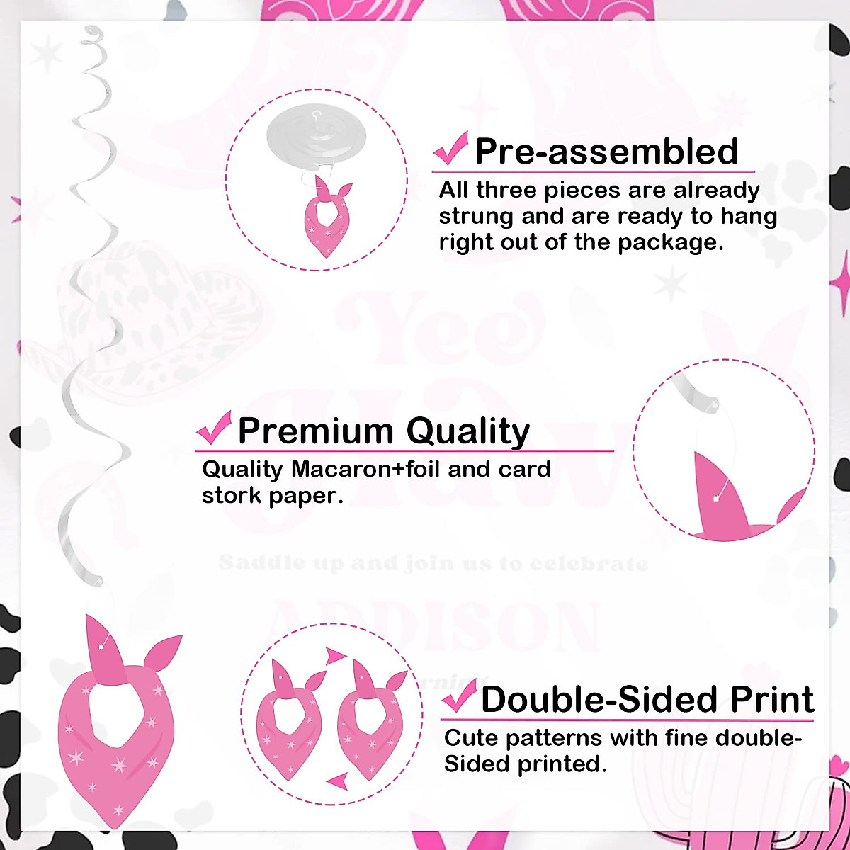 Western Cowgirl Party Decorations, Let's Go Girls Cowgirl Bachelorette Party Decorations Hanging Swirl for Disco Cowgirl Party Cowgirl Birthday Party Decorations Last Rodeo Bachelorette Party Supplies