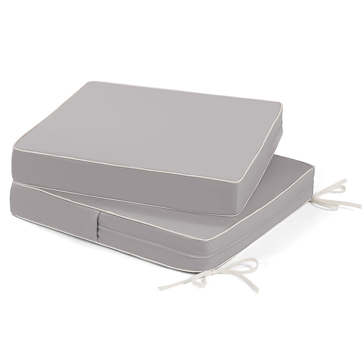 BayHomes Outdoor Chair Cushions for Patio Furniture,Waterproof Square Double Piping Chair Cushion,Patio Chair Cushions with Straps,Removable Cover with Zipper