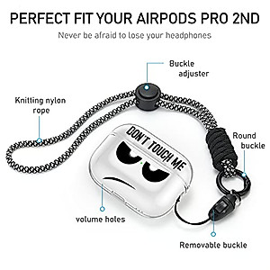 Youtec for Airpods Pro 2nd Generation Case 2022,Clear Don't Touch Me for Airpods Pro 2 Cover with Keychain/Lanyard Soft Cute Shockproof Cover for Women Men Compatible Apple AirPod Pro 2,Clear