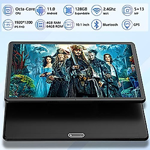 Tablet 10.1 inch Android 11 Tablet 2023 Latest Update Octa-Core Processor with 64GB Storage, Dual 13MP+5MP Camera, WiFi, Bluetooth, GPS, 128GB Expand Support, IPS Full HD Display (Black)