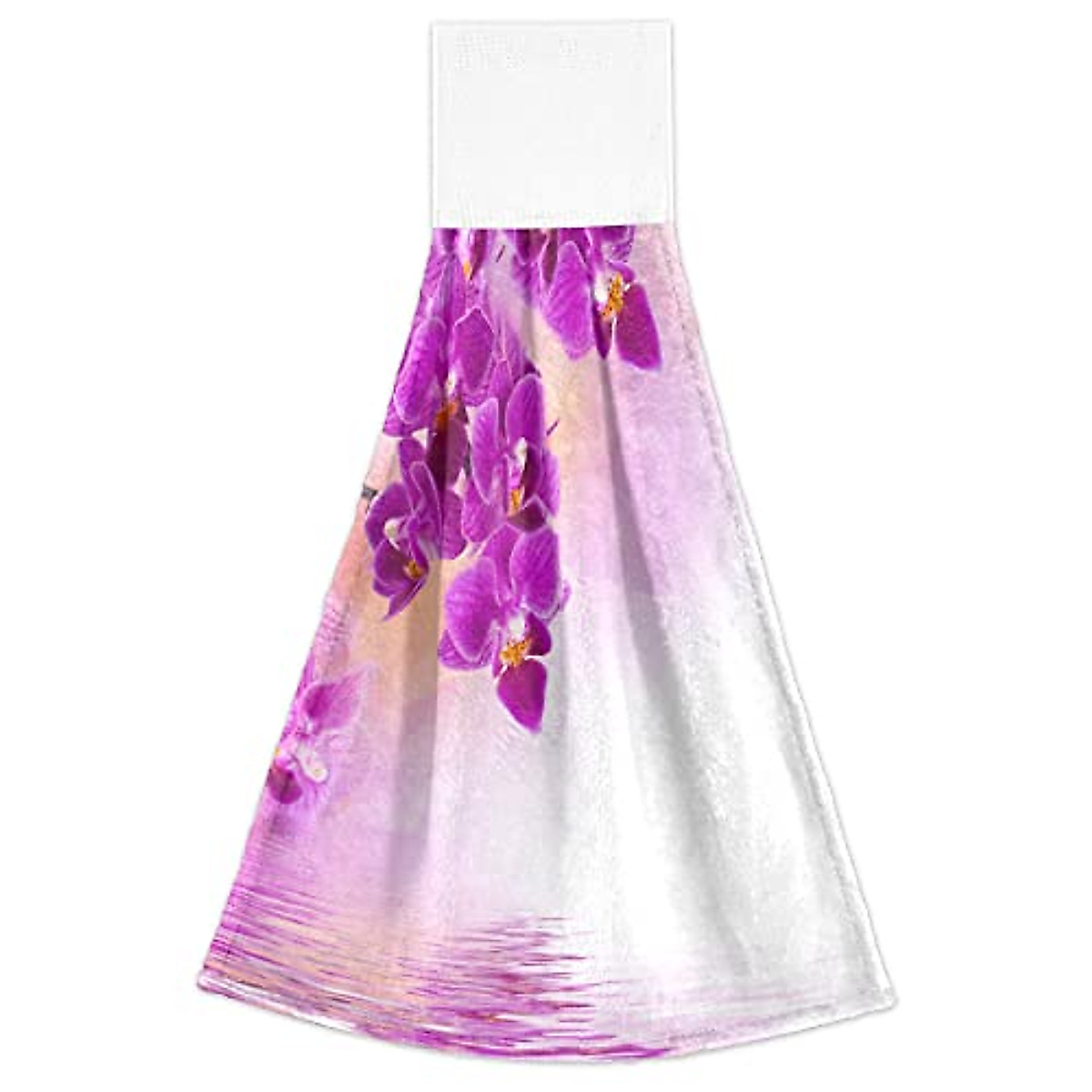 Vnurnrn Purple Florals Water Hanging Tie Towels Absorbent Hand Towel with Hook & Loop for Kitchen Bathroom 2 Pieces