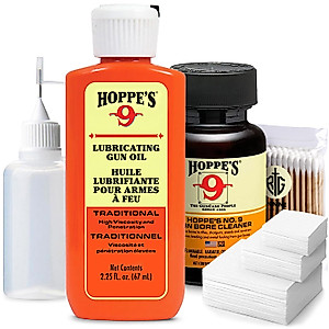 Gun Cleaning Kit with Oil and Cleaner - Incl. Gun Bore Cleaner 2 Oz + Lubricating Oil 2.25 Oz with Precision Oil Applicator + Gun Cleaning Patches 40 Pcs + Gun Cleaning Swabs 100 Pcs