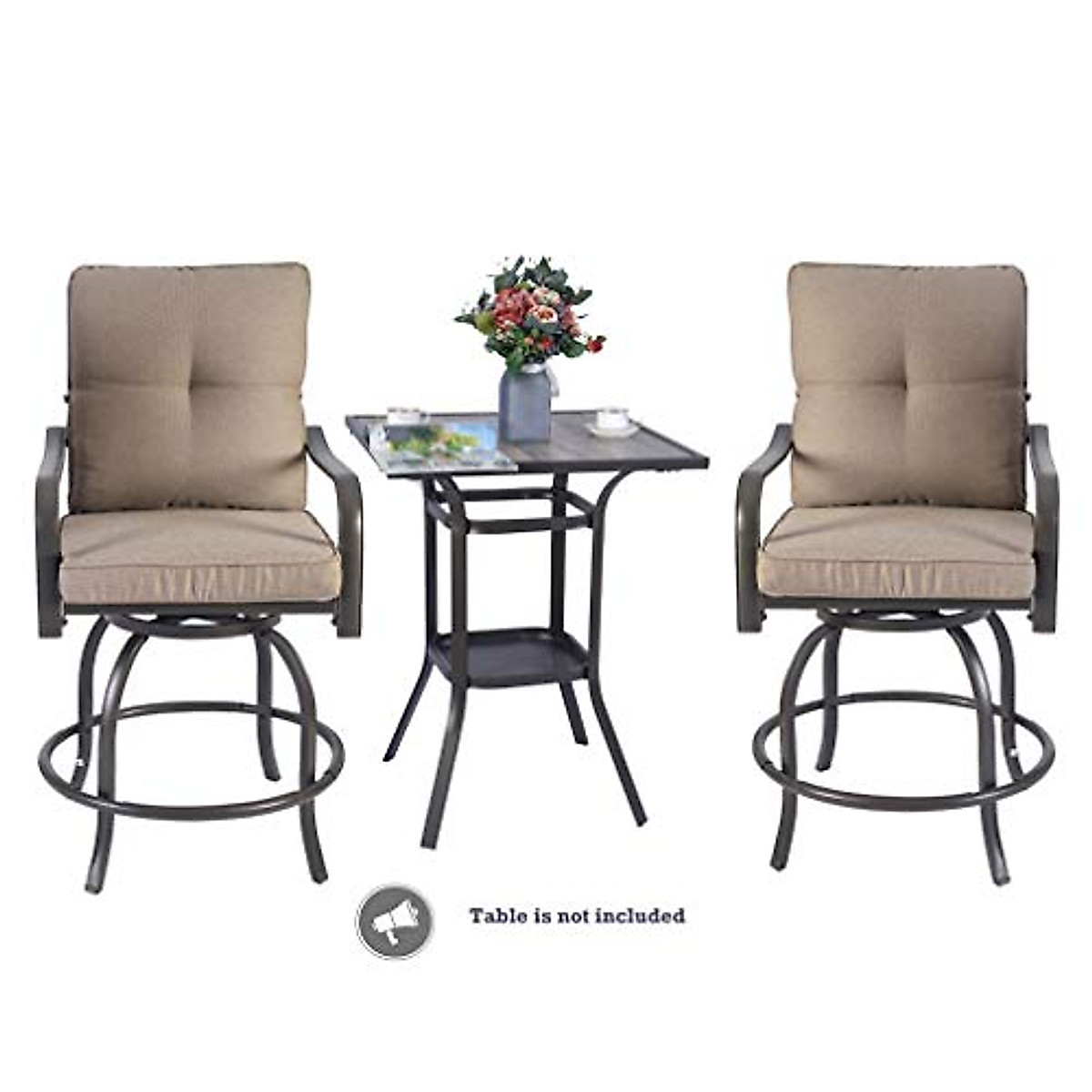Kozyard Isabella High Swivel Bar Stools/Chair Set for Home Patio, Back Yard, Cafes, Bistro, Restaurants and Chic Bars (Beige)