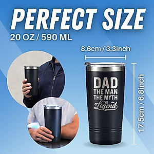 Onebttl Dad Legend Tumbler, The Man The Myth The Legend Gifts for Father's Day, Birthday, Christmas from Daughter, Son, Wife, Stainless Steel Travel Mug 20oz