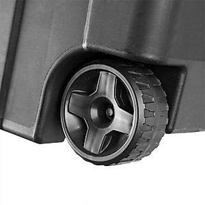 Sterilite 40 Gal Wheeled Industrial Tote, Stackable Storage Bin with Latch Lid, Plastic Container with Heavy Duty Latches, Black Base and Lid, 8-Pack