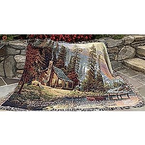 Manual Inspirational Collection 50 x 60-Inch Tapestry Throw with Verse, A Peaceful Retreat by Thomas Kinkade, 60 X 50-Inch