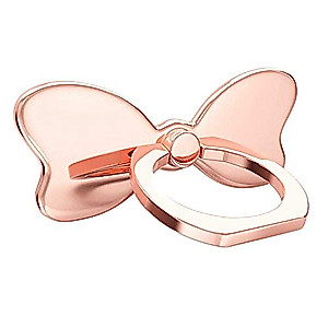 pzoz Metal Cell Phone Finger Ring Stability Holder Back Stand Collapsible Hand Grip Knob Loop Car Mount Hook Kickstand 360 for iPhone Samsung Galaxy Mobile Cute Accessories (Rose Gold)
