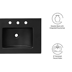 Modway EEI-5073-BLK Cayman 48" Double Basin Bathroom Sink, Black