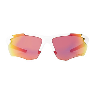 Rawlings Nice Pick Blade Youth Baseball Sunglasses, Shiny White/Red Mirror, 70mm