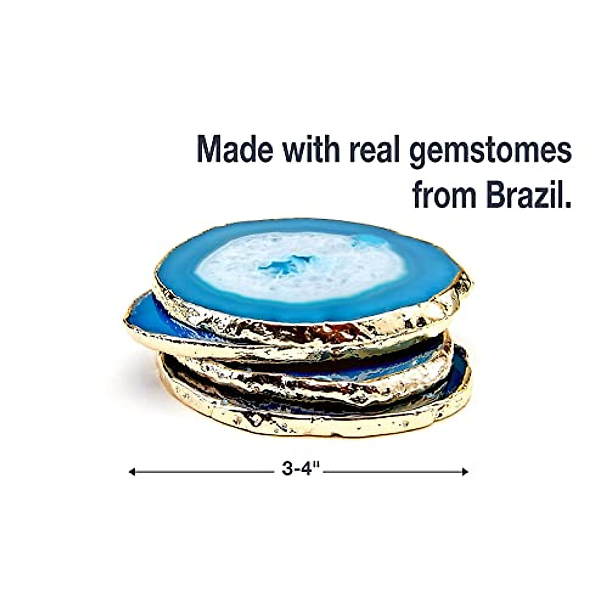 Brazilian Agate Coasters | Natural Agate Gemstone | Housewarming Gift | Geode Coaster | Perfect Home Gift | Crystal Coasters | Wedding Gifts | Drink Coasters | Coaster Set by Animal Purity (White)