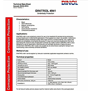 DINITROL 4941 Under Body Coating Rust Proofing Corrosion Black (500ml Spray Can)
