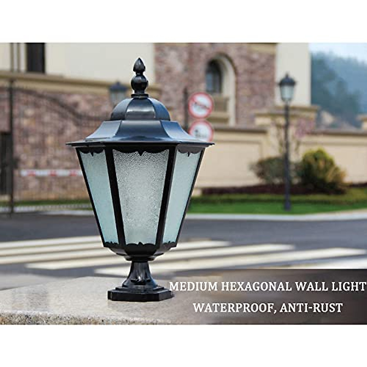 JSBDPHW Waterproof Gate Column Light European Style E27 Pillar Lamp Outdoor Courtyard Garden Post Light Glass Lampshade Lawn Lamp Base Lamp Landscape Light