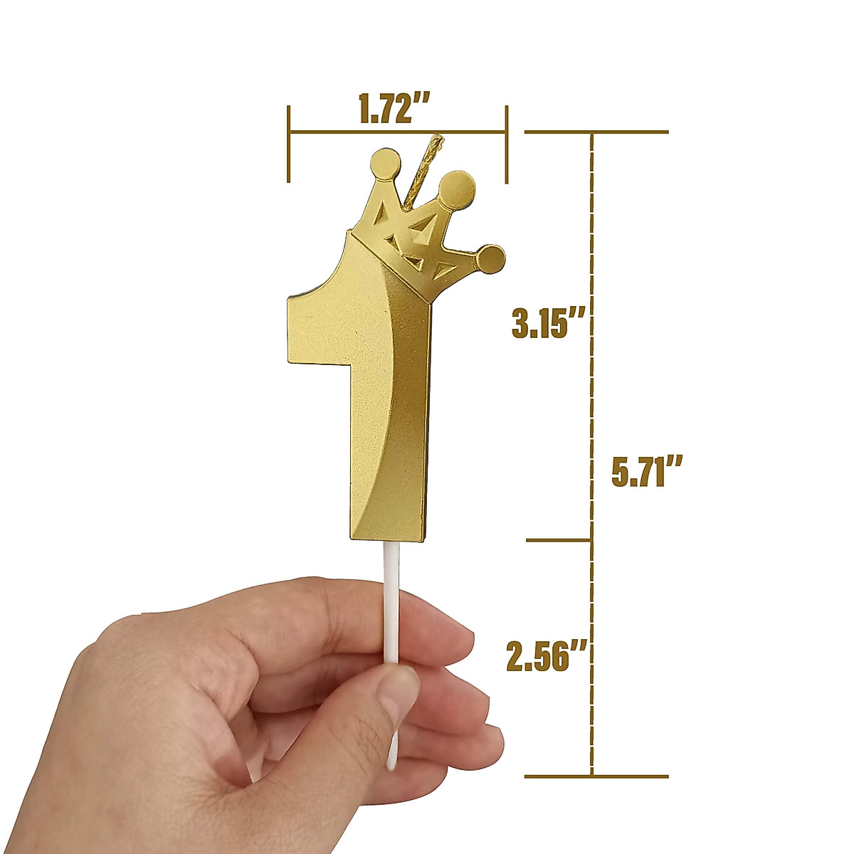 The Gold Number 1 Birthday Candle for Cake is Beautiful Number 1 Candle for First Birthday Decorations for Boys and Girls (Gold-1, Crown)