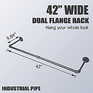 Telituny Clothes Rack Industrial Pipe Clothes Rack Wall Mount Iron Garment Hanger Bar Heavy Duty Clothing Hanging Rod for Home Laundry Store