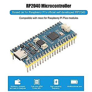 Yoidesu RP2040 Plus 16MB M Microcontroller Mini Development Board with Header for Raspberry Pi, Based on RP2040 Chip, Dual Core ARM Cortex M0+ Processor, GPIO Pins