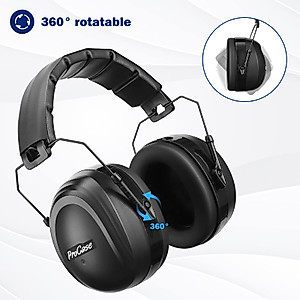 ProCase Ear Protection Noise Cancelling Earmuffs, NRR 28 dB Noise Reduction Headphones Ear Defender for Shooting Hunting Mowing, Storage Bag Included -Black