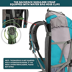 King'sGuard 70L Hiking Backpack Large Lightweight Waterproof Camping Backpack Travel Backpacking Backpack Daypack with Rain Cover -Frameless (Lake Blue)