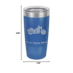 LaserGram 20oz Vacuum Insulated Tumbler Mug, Motorcycle, Personalized Engraving Included (Dark Blue)