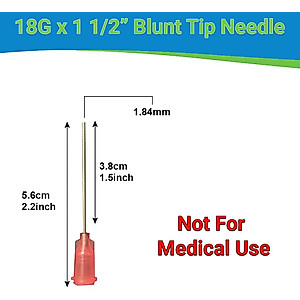 3ml Sterile Syringe 18g x 1 1/2" Blunt Tip Needles - Pack of 10 - Ideal for Accurate Dispensing, Crafting, DIY Projects, and Liquid Handling