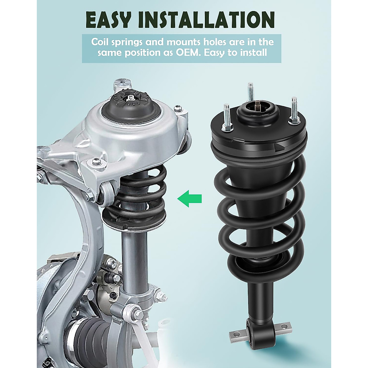 SCITOO Front Strut Coil Assembly Replacement 139105 Fit for Chevrolet, ESV/EXT, for Chevrolet, Avalanche, Tahoe Silverado, Suburban 1500 for GMC Sierra 1500, Yukon