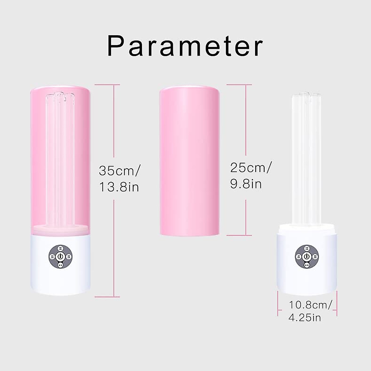 COTTON KNIGHT, UV Light Sanitizer, 55W UVC Germicidal Lamp, Air and Surface Sterilization, Kills 99.99% Germ Mites Molds, Room/Bathroom/Basement up to 750 sqft, 1Y Warranty (Pink with Ozone)