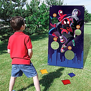 Spider Toss Game Banner with 4 Bean Bags-Fun Spider Indoor Outdoor Throwing Game Party Supplies for Spider Party Decorations Kids Carnival Games