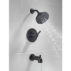 Delta Faucet Nicoli 14 Series Single-Handle Tub and Shower Trim Kit, Shower Faucet with 5-Spray H2Okinetic Shower Head, Matte Black 144749-BL (Shower Valve Included)