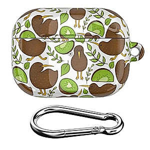 Hard Case Compatible with AirPods Pro 2 | AirPods Pro | AirPods 3 gen 2 1 Design Tropical Exotic Hook Cover Portable Protective Cute with Keychain Earpods Shockproof Kiwi Bird Plastic Fruits