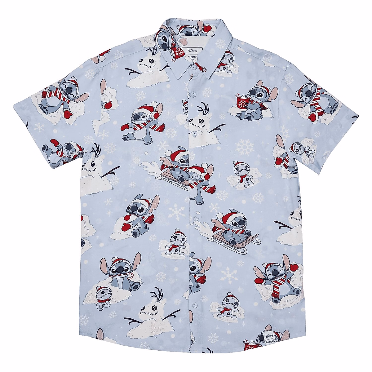 Disney Lilo & Stitch Snow Angel Camp Shirt, Unisex, XX-Large
