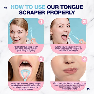Tongue Scraper & Cleaner for Adults (2 Pack) Healthy Oral Care, Easy to Use, Help Fight Bad Breath (Pink & Blue)