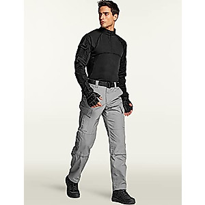 CQR Men's Tactical Combat Cargo Pants, Water Resistant Ripstop, Military Outdoor Hiking Work Apparel, Stone, Medium