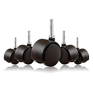 2" Inch Office Chair Casters 5/16" Metal Stem, 75 Lb Load Capacity - Set of 5