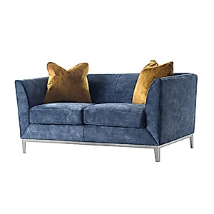 Acanva Luxury Mid-Century Modern Velvet Living Room Sofa, Loveseat, Navy Blue
