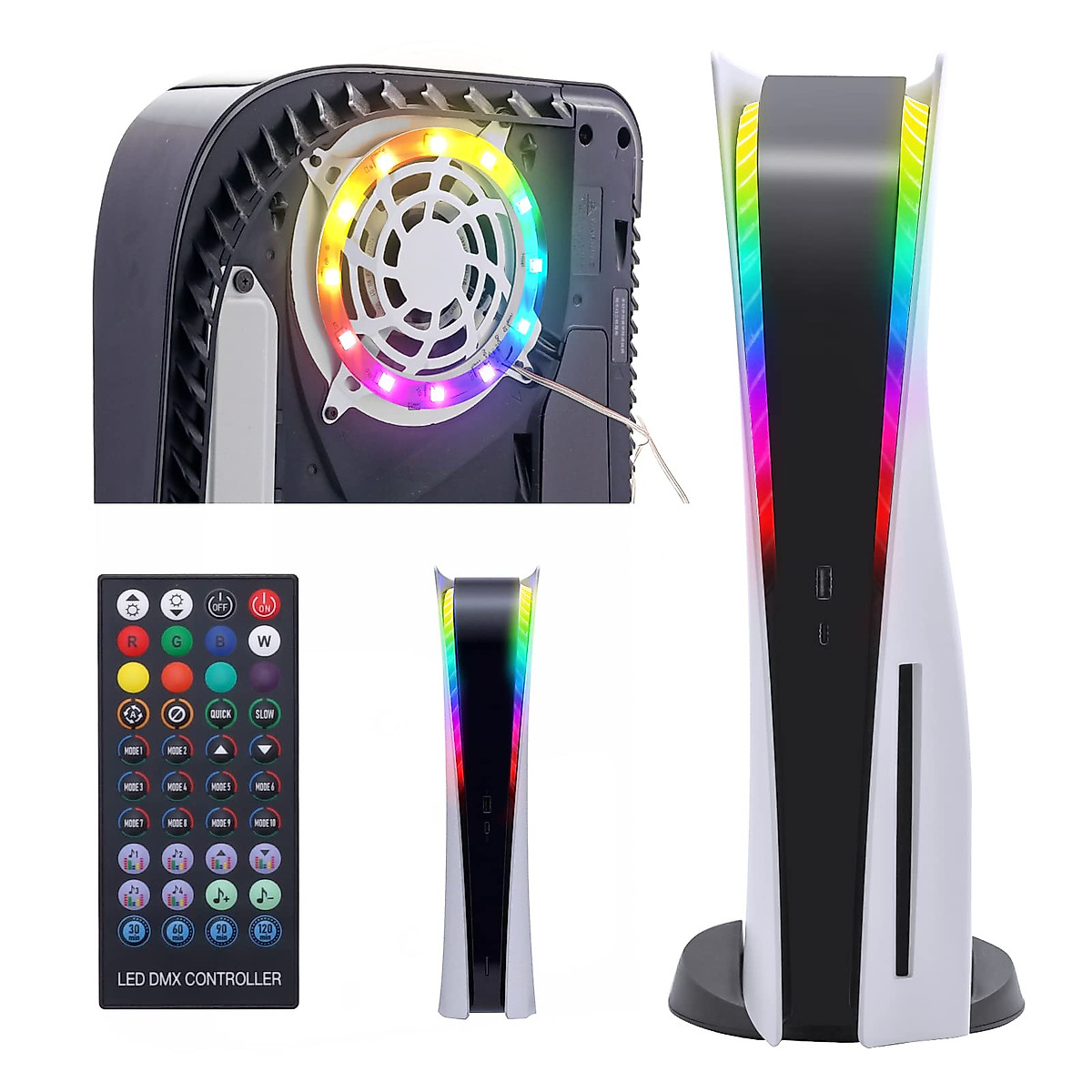 PS5 Accessories, PS5 Black Plates Digital Edition and PS5 LED Strip Lights with Remote Control