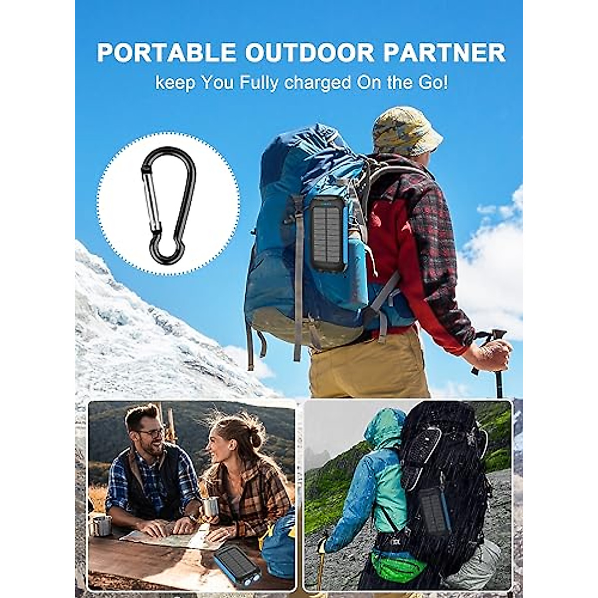 𝟮𝟬𝟮4 𝙐𝙥𝙜𝙧𝙖𝙙𝙚 Solar Power Bank -38800mAh Waterproof Portable Solar Phone Charger with LED Flashlight/Fast Charge USB C External Backup Battery Pack for All Cell Phones & Electronic Devices