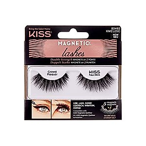 KISS Magnetic Lashes, Crowd Pleaser, 1 Pair of Synthetic False Eyelashes With 5 Double Strength Magnets, Wind Resistant, Dermatologist Tested Fake Lashes Last Up To 16 Hours, Reusable Up To 15 Times