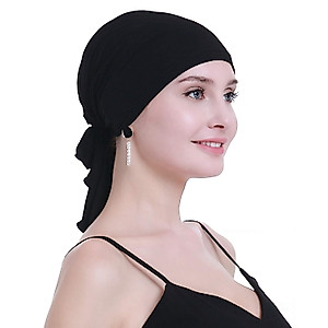 osvyo Chemo Headscarf for Women Hair Loss - Cancer Slip On Headwear Turbans Sealed Packaging Black