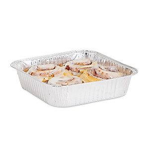 Stockroom Plus 50 Pack 8x8 Disposable Aluminum Foil Pans for Baking, Square Trays for Meal Prep